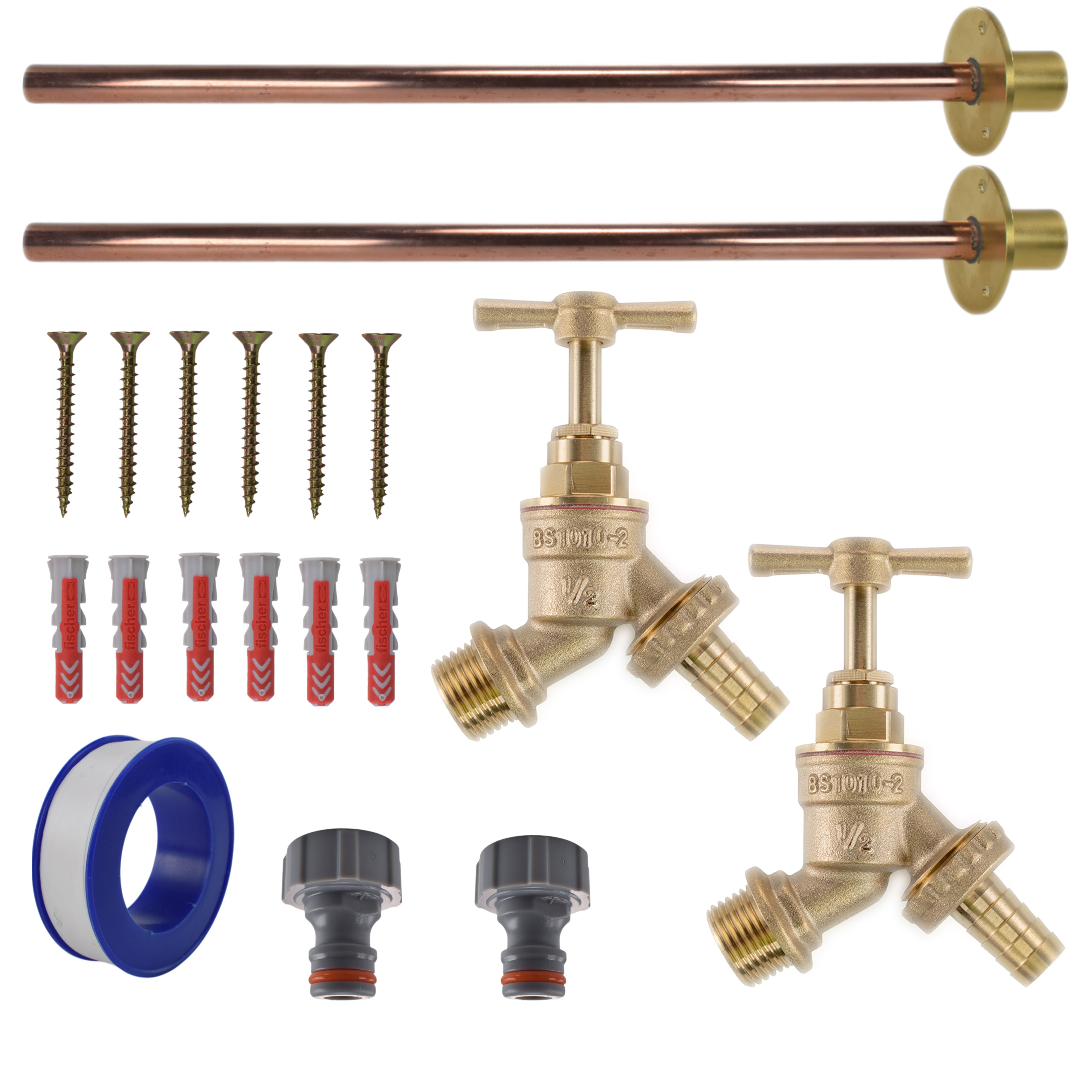 Brass Barbed Bib Tap BASIC Connection Kit x2 – Best4Trade