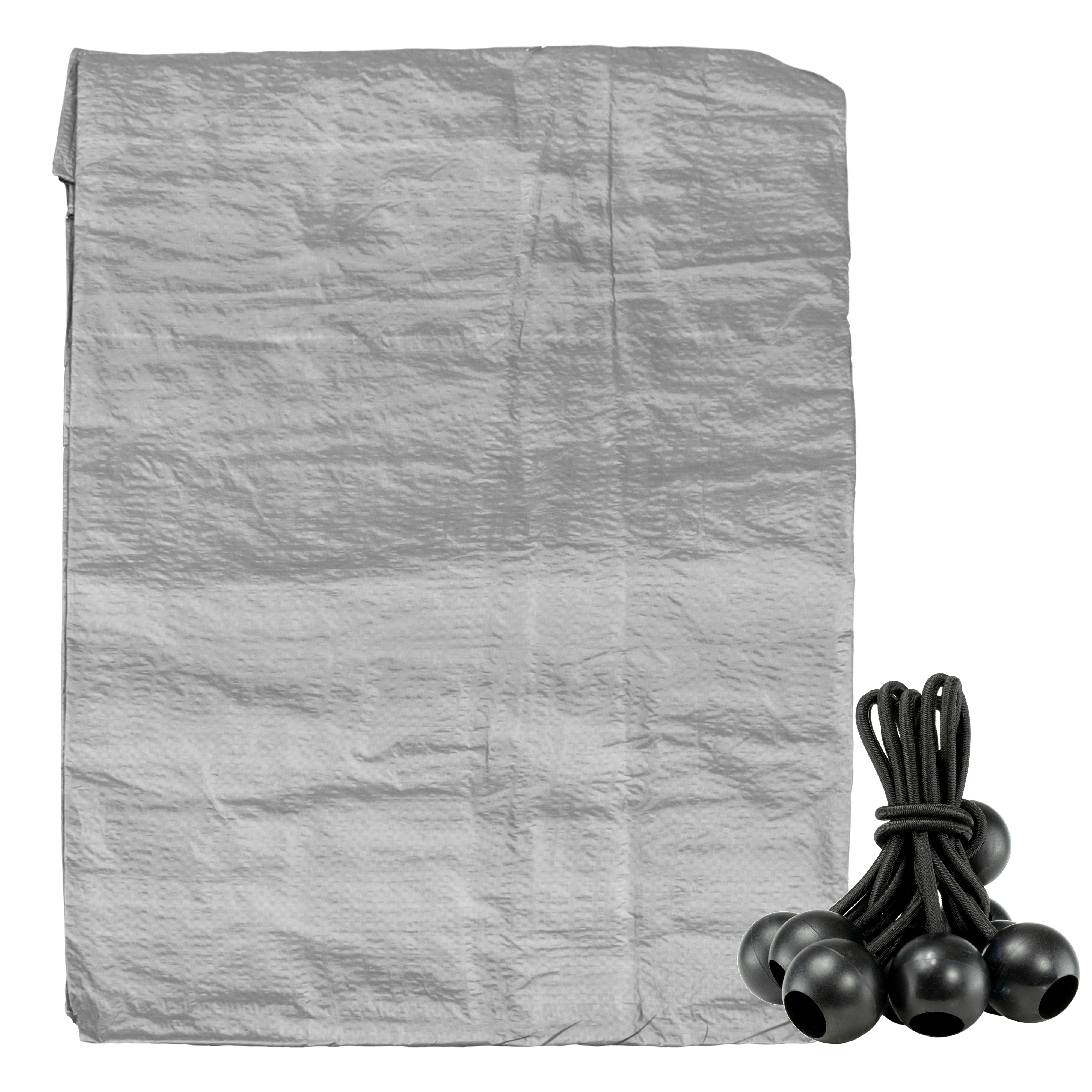 Grey S-Grade Tarpaulin with 10 x 4" Bungee Balls (Black) – Best4Trade